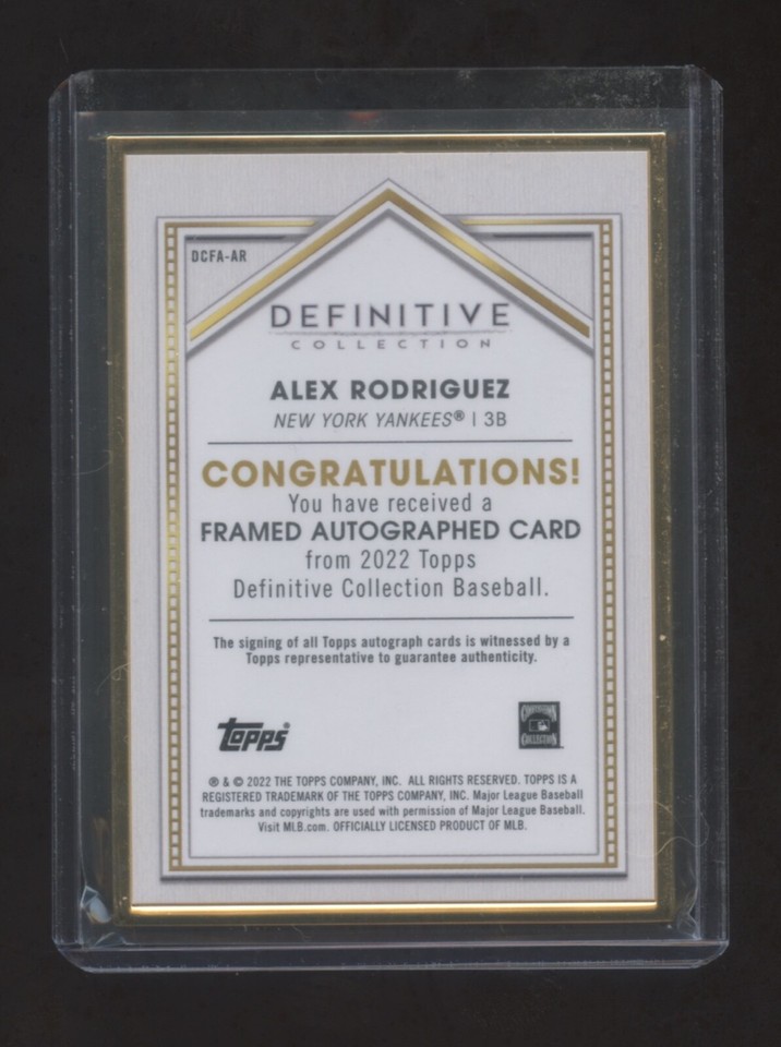 TOPPS DEFINITIVE ALEX RODRIGUEZ GOLD FAME AUTOGRAPH #ED 09/10 YANKEES ...
