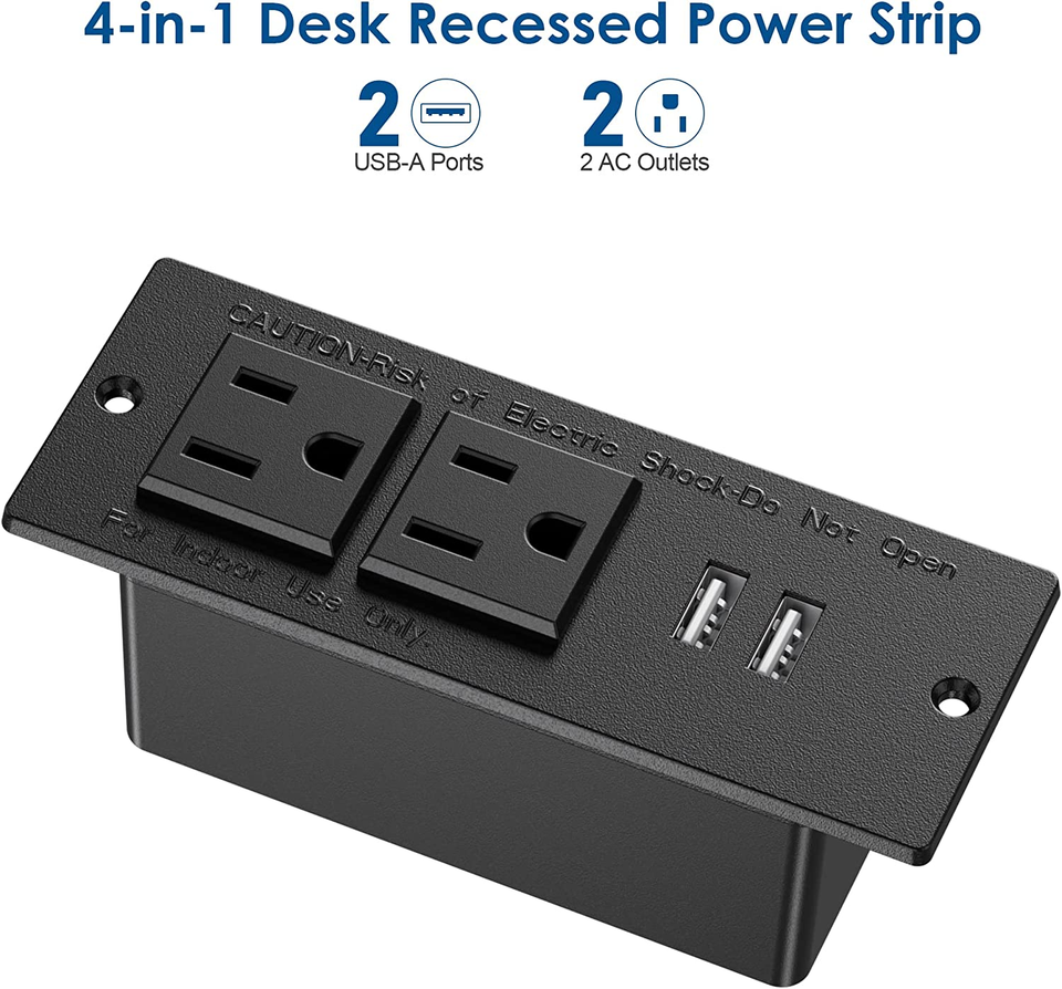 Recessed Power Strip Socket 9.8Ft Cord,Furniture Flush Mount Charging ...