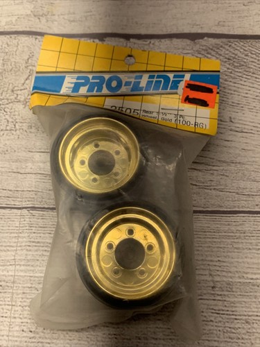 VINTAGE Proline 2505 REAR 1-1/2 3 PC WHEEL GOLD 100-RG RC10 KYOSHO ...