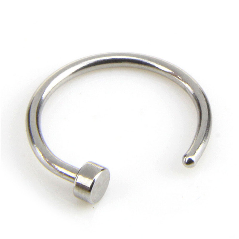 14x Stainless Steel Crystal Nose Hoop Septum Ring Bone Studs Body ...