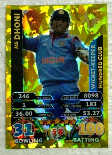 INDIA ICC CRICKET WORLD CUP 2015 CRICKET ATTAX CARD MS DHONI HUNDRED ...