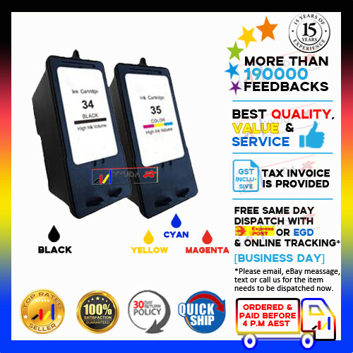 2x Yyuda NoN-OEM INK 34 35 for LEXMARK X3530 X3550 X4530 X4550 X5070 ...