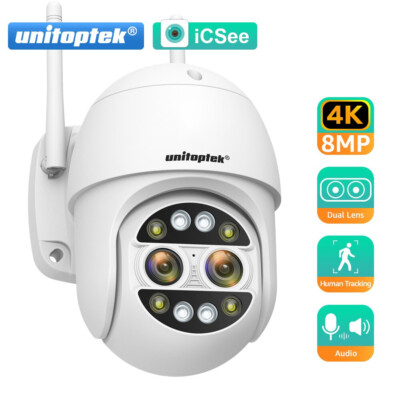 Unitoptek 8MP 4K PTZ IP Camera Wifi Security Outdoor Dual Lens 8X Zoom ...
