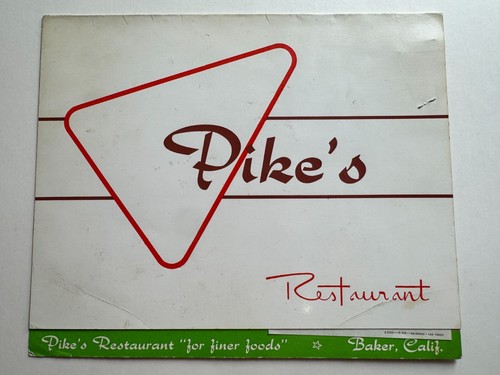 1955 Pike's Restaurant Baker CA Menu- On the Way to Las Vegas | eBay