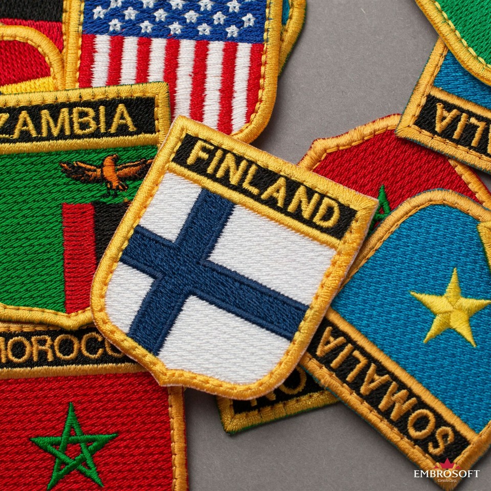 Country Flag On Shield Emblem Embroidered Patch Iron On / Sew On | eBay