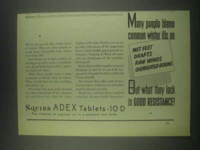 1932 Squibb Adex Tablets-10 D Ad - Many People Blame | eBay