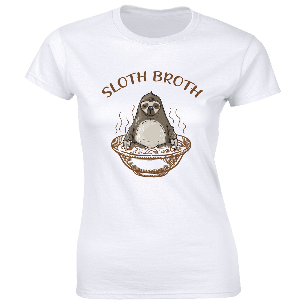 Sloth Broth Women's T-Shirt Funny Sloth in Ramen Noodle Soup Bowl Tee ...