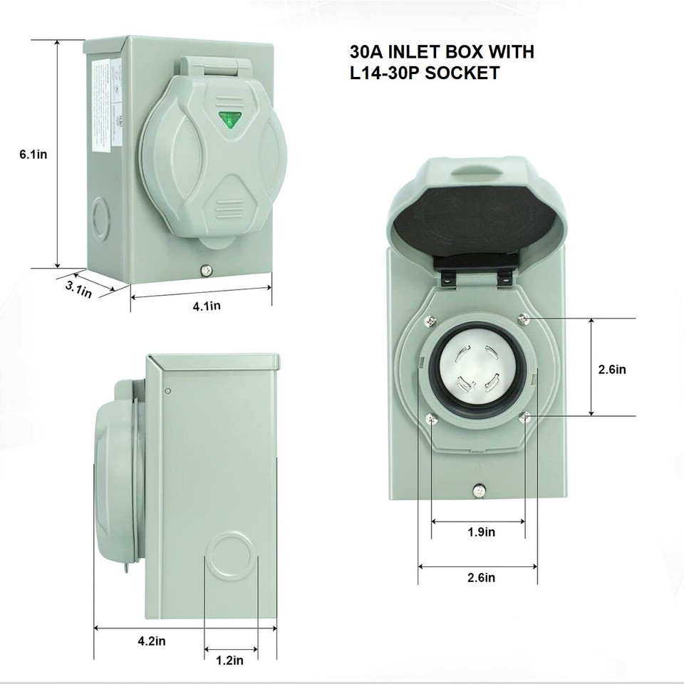 4000-8500 Watt Generator Interlock Kit w/ 30A Inlet Box for Square D QO ...