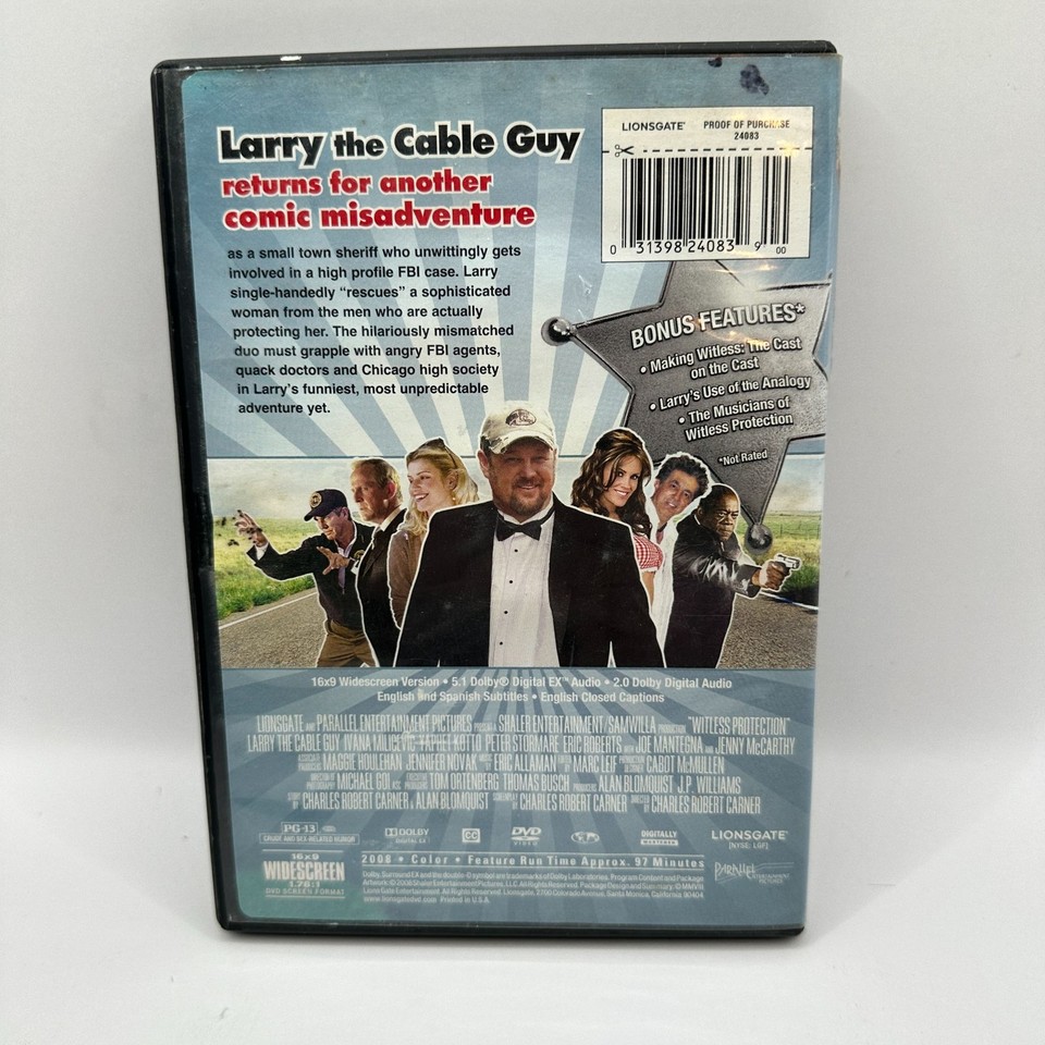Witless Protection DVD 2008 Larry The Cable Guy Jenny McCarthy Comedy ...