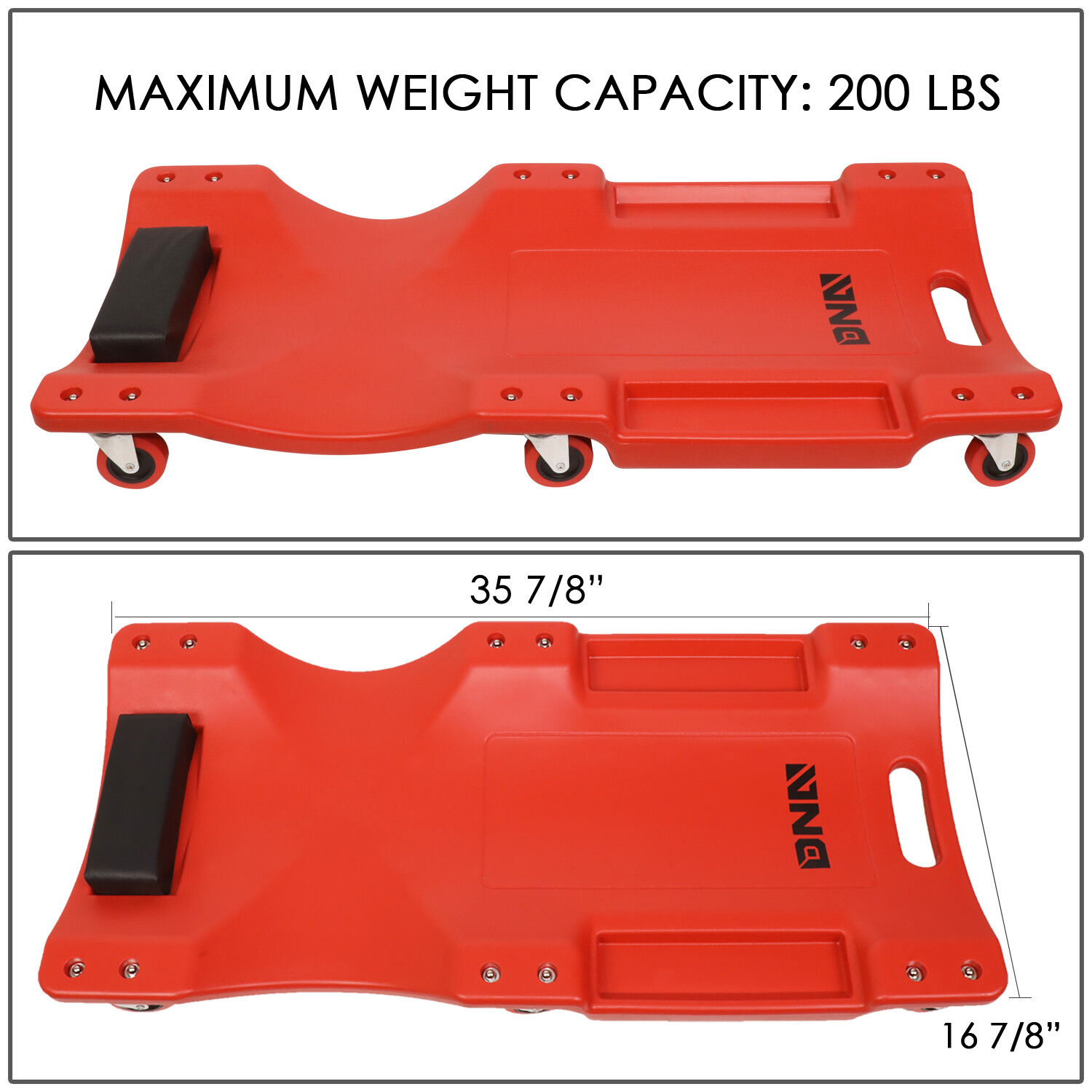 36"L X 17"W Low Profile Automotive Creeper for Garage Mechanic Rolling ...