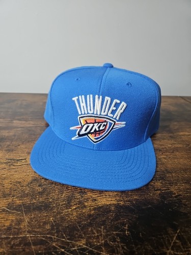 Oklahoma City OKC Thunder Mitchell and Ness Snapback Hat Script Logo Blue Cap | eBay