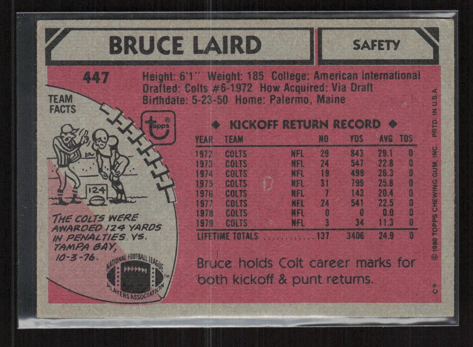 1980 Topps #447 Bruce Laird Excellent | eBay