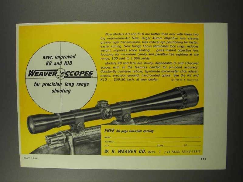 1966 Weaver K8 and K10 Scopes Ad - New, Improved | eBay