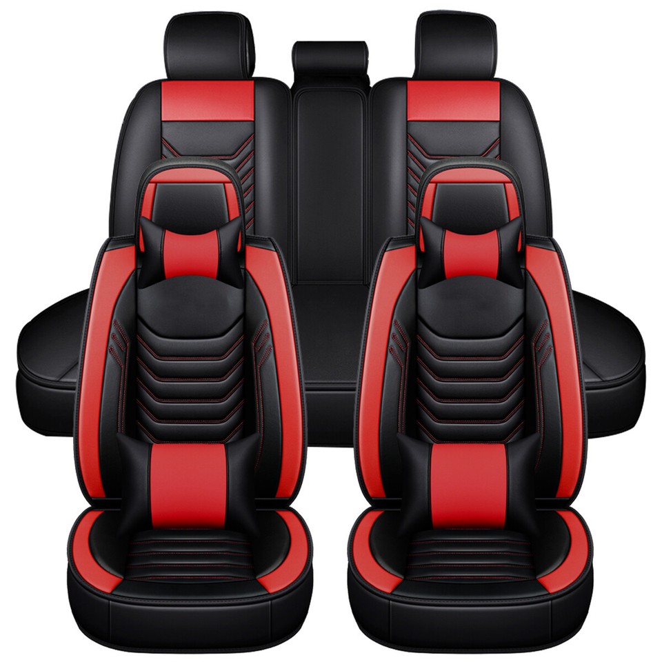 Red Car Seat Cover For Mercedes-Benz 5-Seat Front & Rear Full Set PU ...