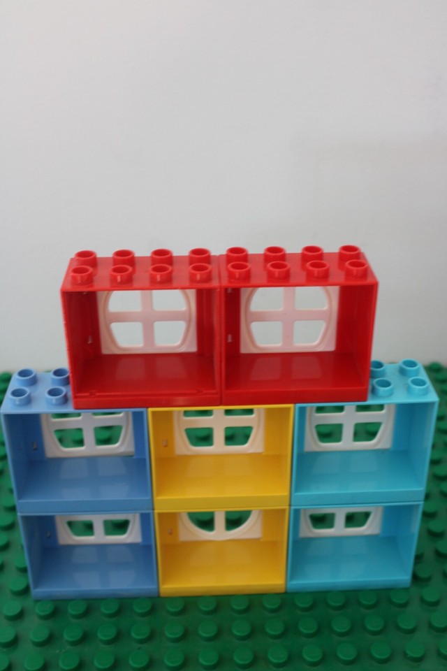 Duplo Window 2x4 LOT 8 Frame Pane Door House Azure White Red Light Blue ...