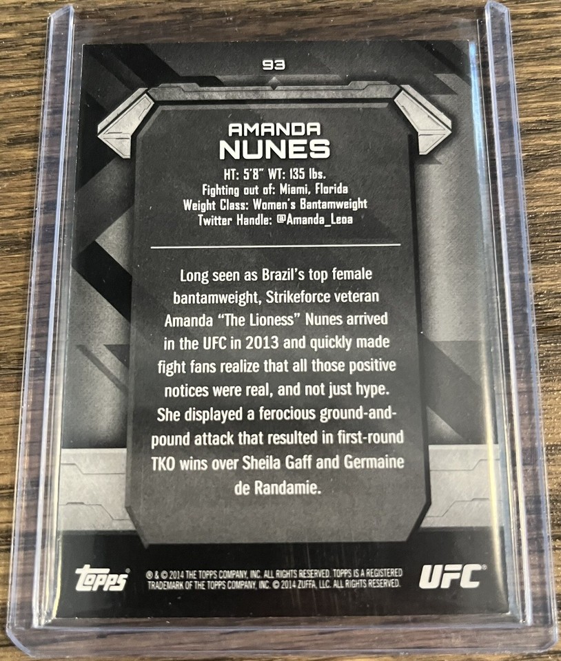 Amanda Nunes 2014 Topps UFC Knockout Green Parallel 87/99 #93 2nd Year ...