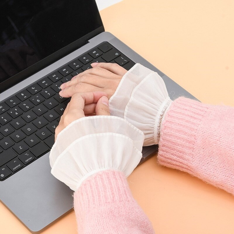 Sweet Girls Lace Wrist Cuffs Decorative Sleeve Layered False Cuffs ...