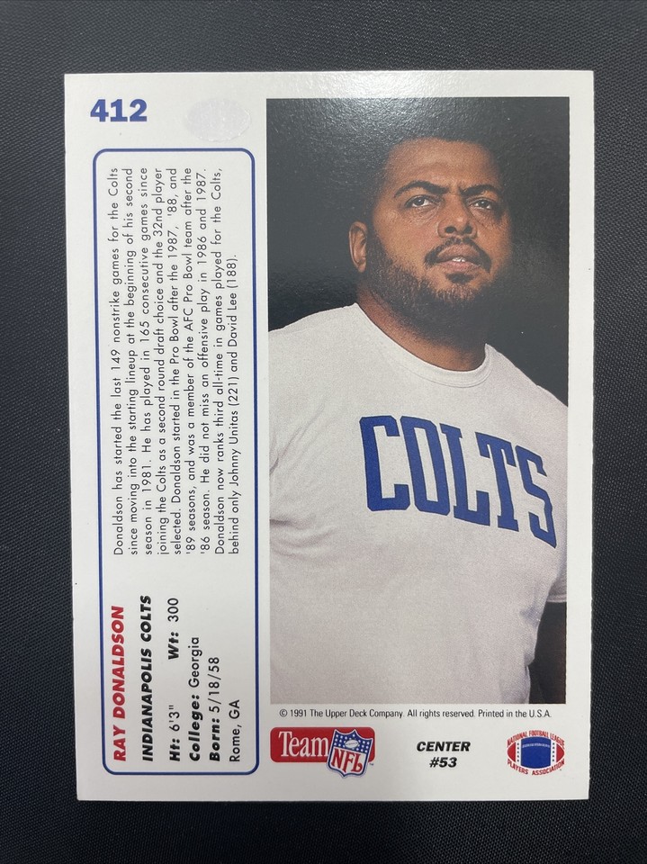 Ray Donaldson Colts Upper Deck #412 Center #53 Trading Card | eBay