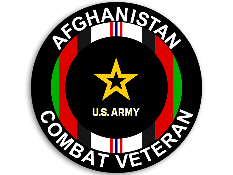 5 inch Afghanistan Combat Veteran w/ Ribbon Sticker (Decal) Army Lic ...