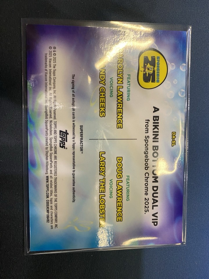 2025 Topps Chrome SpongeBob Dual Auto Sandy Cheeks/Larry The Lobster 1/ ...