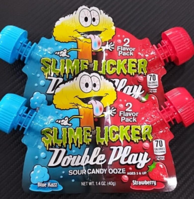 SLIME LICKER Double Play 2X Sour Candy Ooze Strawberry/Blue Razz NEW ...