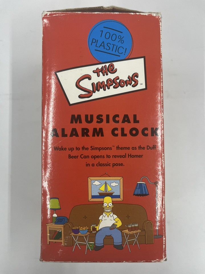RARE VINTAGE SIMPSONS HOMER DUFF BEER CAN MUSICAL ALARM CLOCK 1999 MINT ...