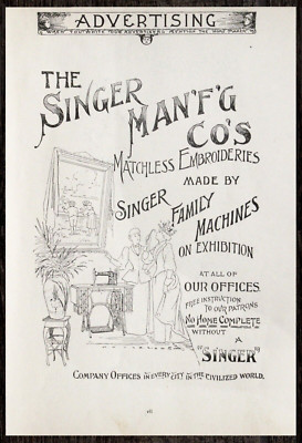 1893 Early SINGER Sewing Machine Pedal Model Antique Vintage PRINT AD ...