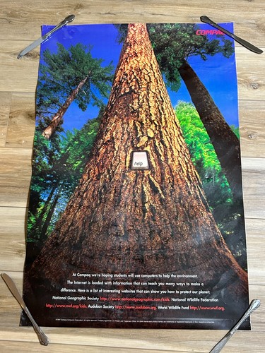 Vintage 1997 COMPAQ COMPUTER Advertising TREE POSTER Environmental ...