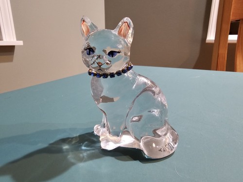 FENTON GLASS SIAMESE BLUE EYED CAT SIGNED BY ARTIST ANGELA VAN ZILE | eBay