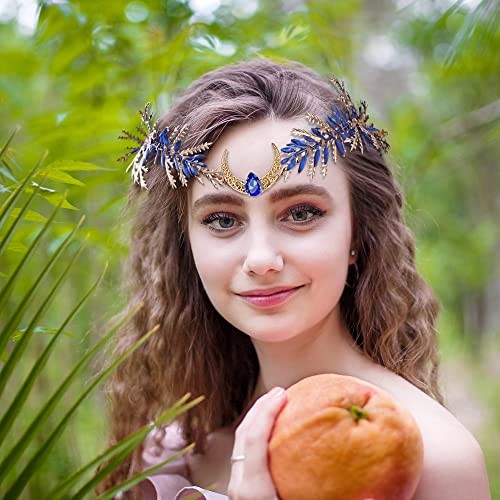 Woodland Flower Elf Crown - Forest Fairy Headpiece Moon Floral Gold ...