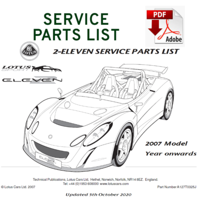 2007 MY ONWARDS LOTUS 2-ELEVEN Parts Manual 2ZZ - Last Update 2020 | eBay