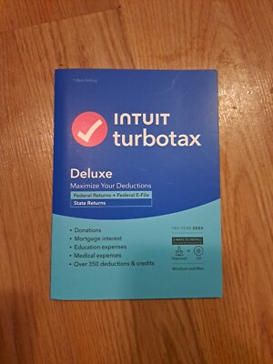 TurboTax 2023 Deluxe Federal & State Tax return Software PC/Mac Disc ...