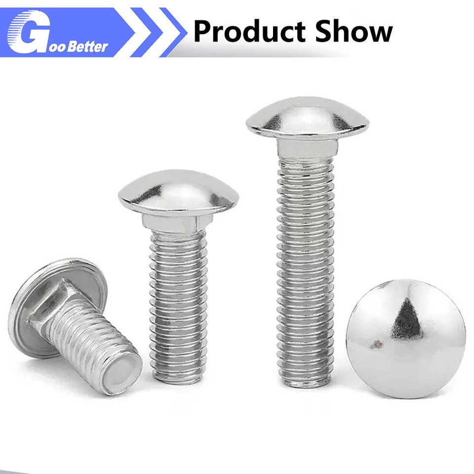 1/4-20 Carriage Bolts Stainless Steel Round Head Square Neck Bolts 1/2 ...