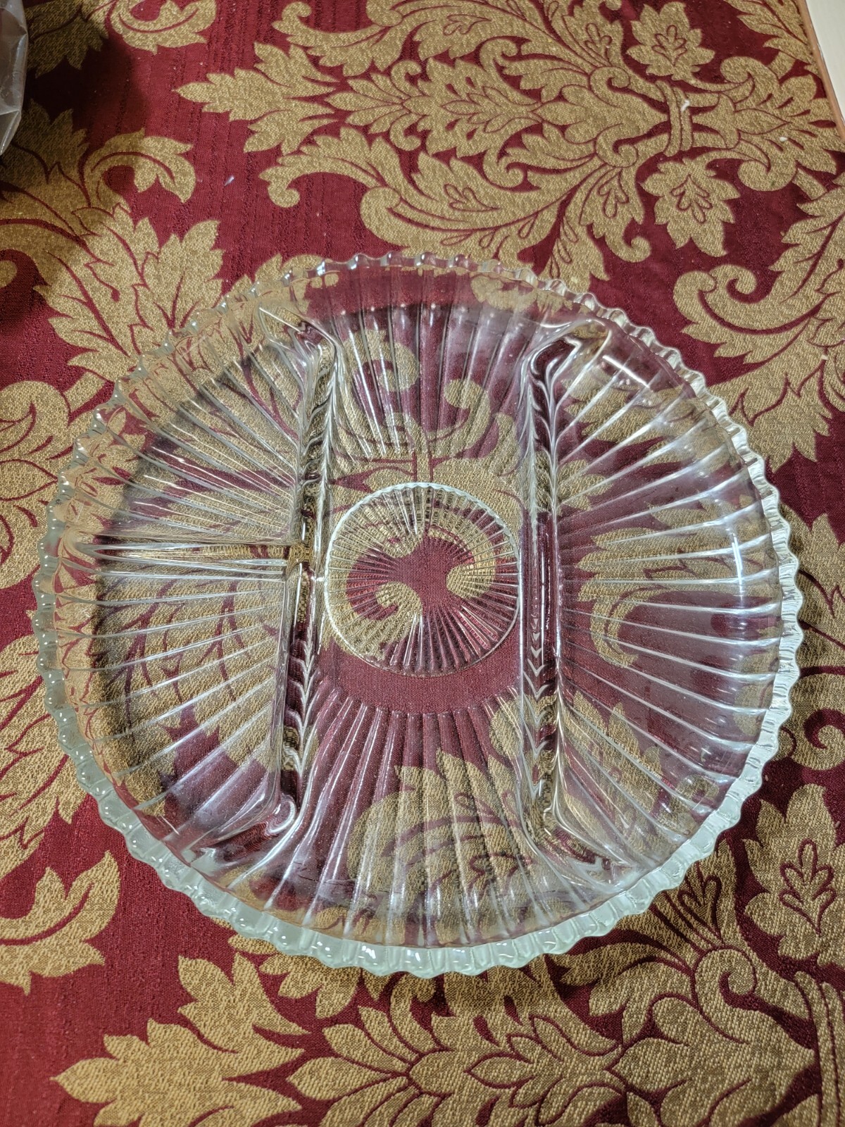 Vintage 10" Round Crystal Serving Tray Segmented Relish Dish | eBay