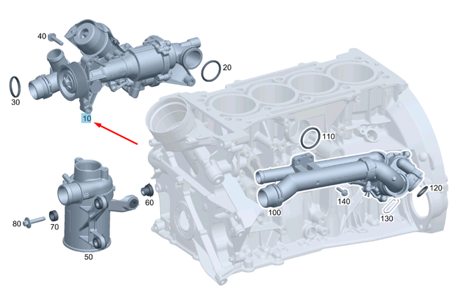 MERCEDES-BENZ GLK X204 COOLANT WATER PUMP A2742000701 GENUINE for sale ...