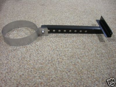 5" flue pipe clamp with adjustable T bar wall bracket / stove pipe ...