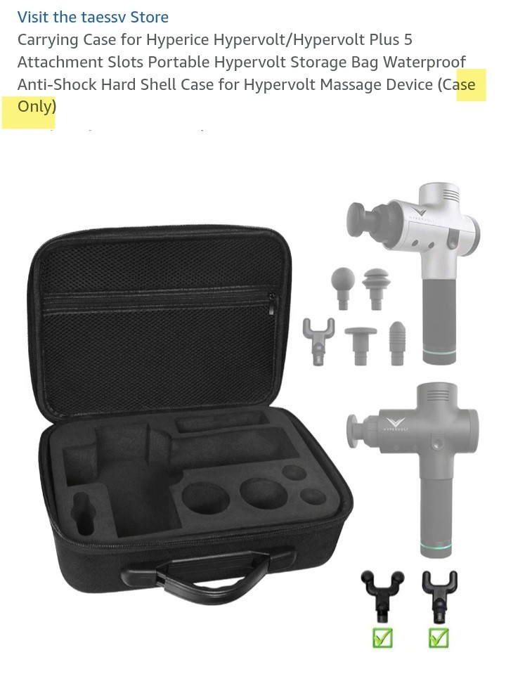 Carrying Case for Hyperice Hypervolt/Hypervolt Plus 5 Attachment Slots ...