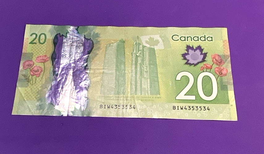 2012 Canadian $20 Radar Note - 20 Dollar Canada Bill Serial BIW4353534 ...