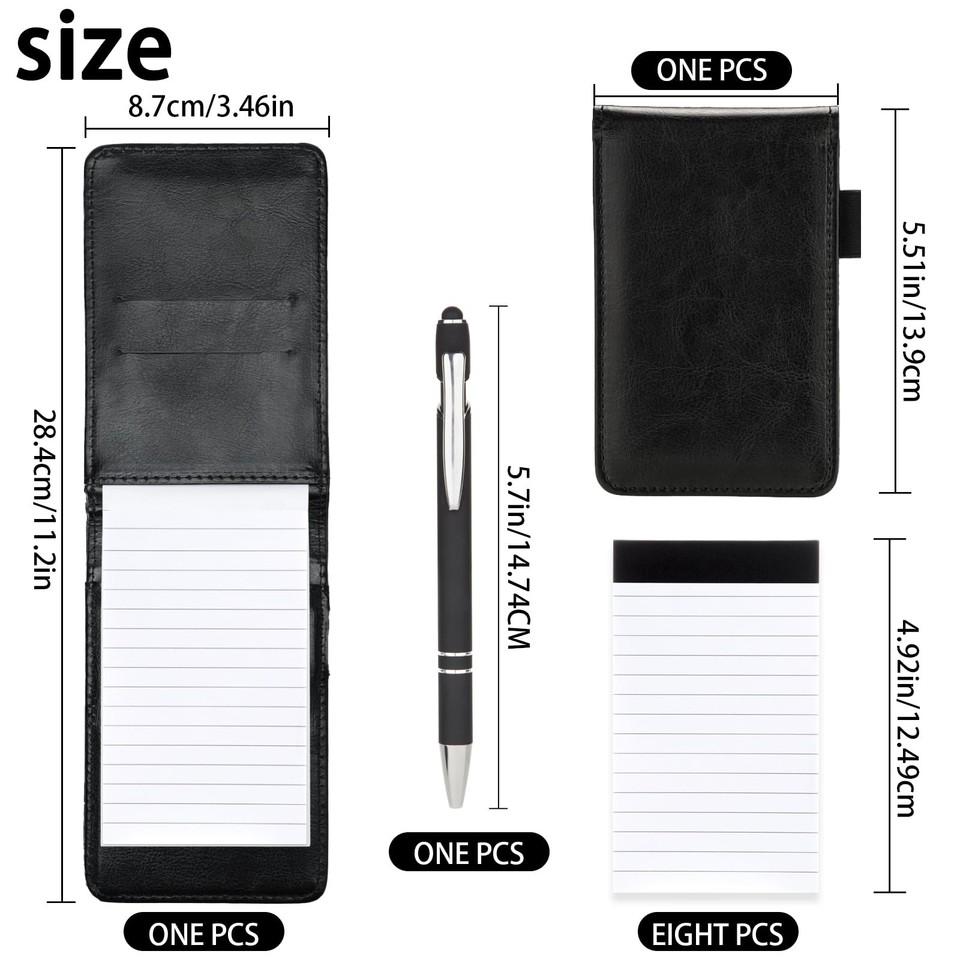 10 Pieces Small Notepad Holder Set Pocket Notebook 3 x 5 Inch with Pen ...