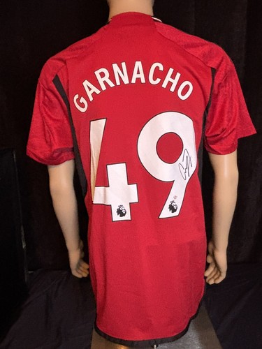 ALEJANDRO GARNACHO Autographed/Signed Manchester United Red Jersey w ...