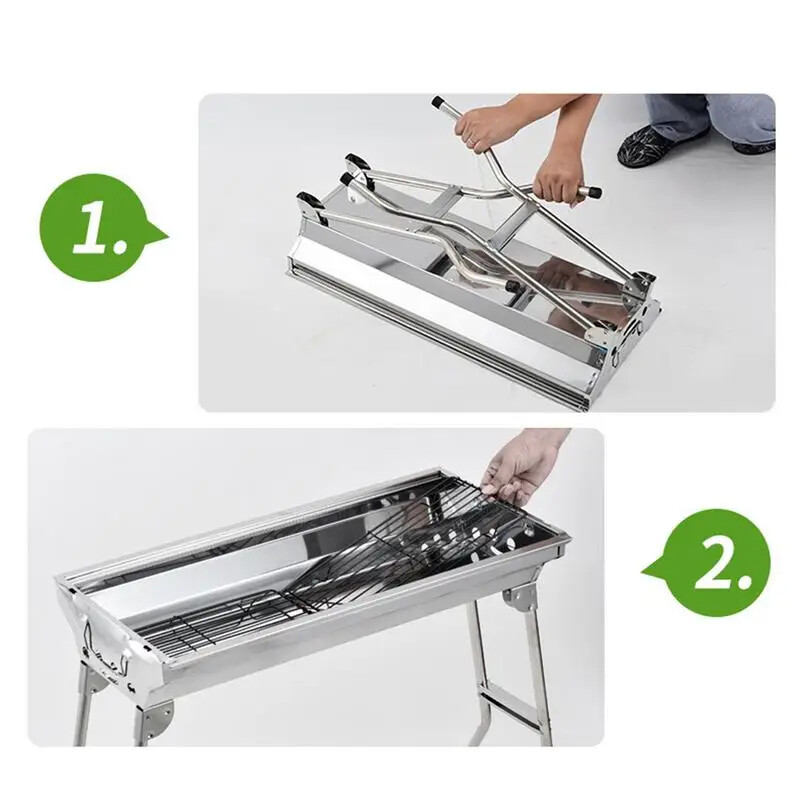 Portable standing Folding Barbecue Grill picnic BBQ Net Stove Stainless ...