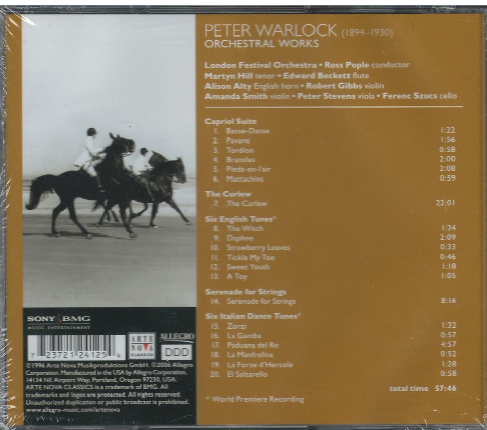 ORCHESTRAL WORKS Peter Warlock (CD, 2006, Arte Nova) NEW | eBay