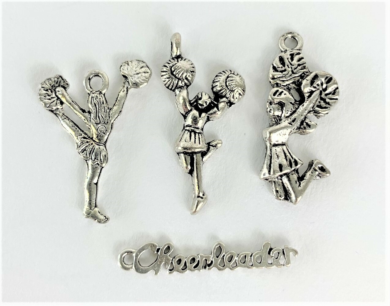 Set of 4 Cheerleader Charms for Jewelry or Crafts Silver Tone | eBay