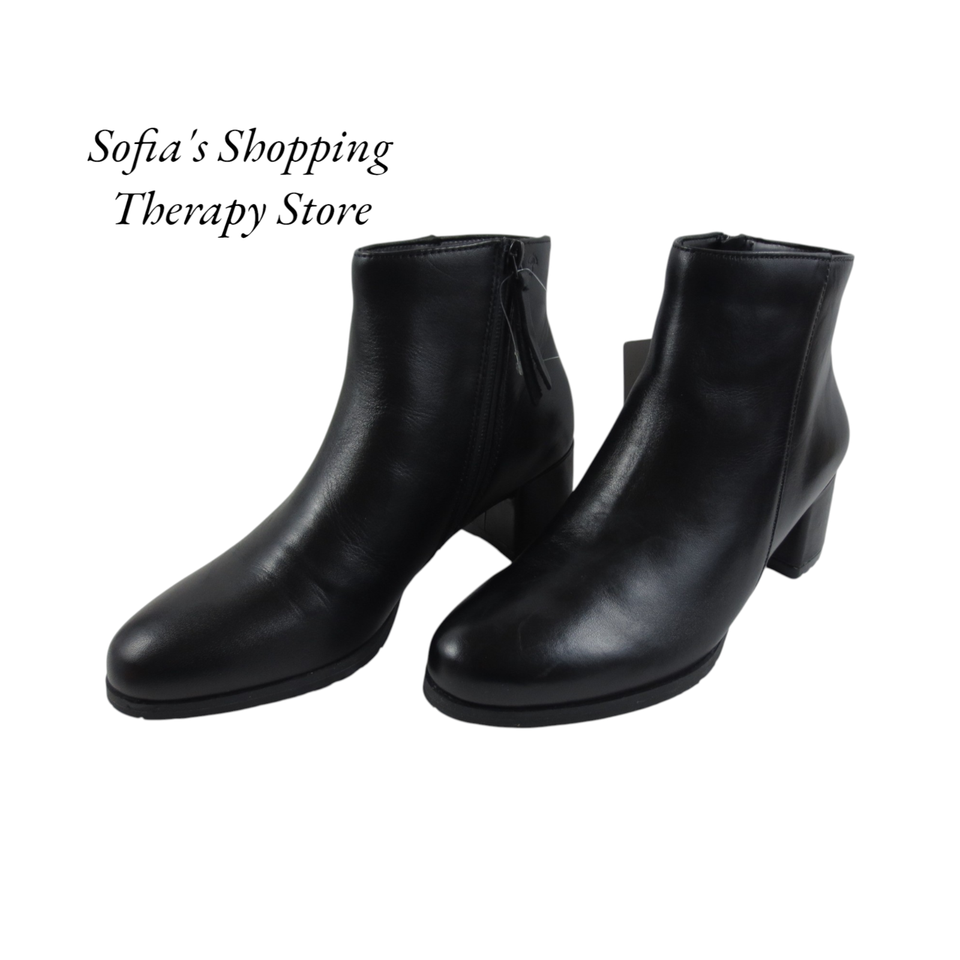 Naturalizer Bay Waterproof Ankle Boots Round Toe Block Heel Leather Sz ...