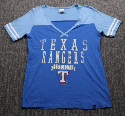 Texas Rangers MLB Baseball Distressed Look Ringer Tee Shirt V-Neck ...