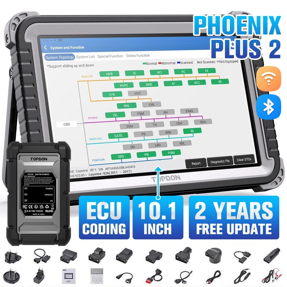 Topdon Phoenix Plus 2 Car Diagnostic Scanner €CU Coding Bidirectional ...