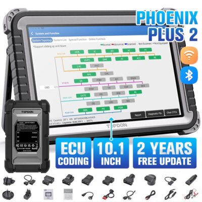Topdon Phoenix Plus 2 Car Diagnostic Scanner €CU Coding Bidirectional ...