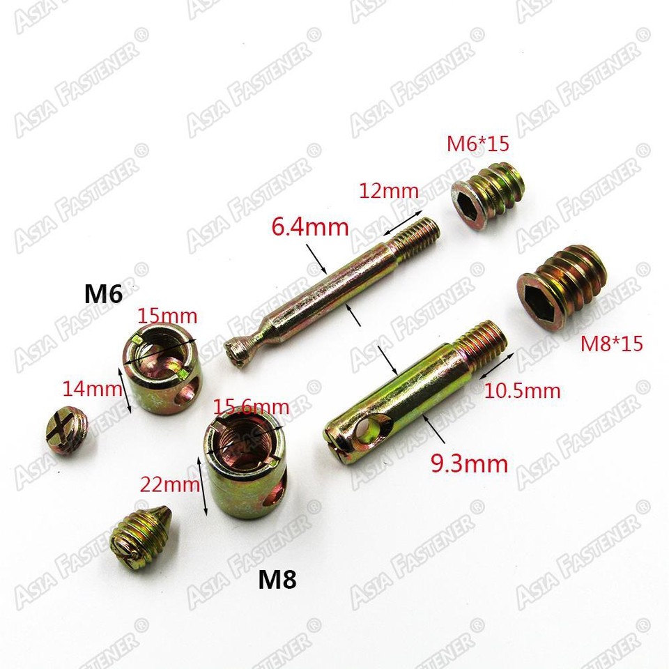 New M6 M8 Furniture Screws Fittings Connector Assemblies Hammer Barrel ...