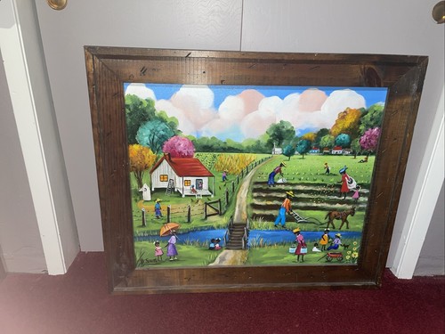 Large Beatrice B Smith Oil On Canvas African American Farm Scene | eBay