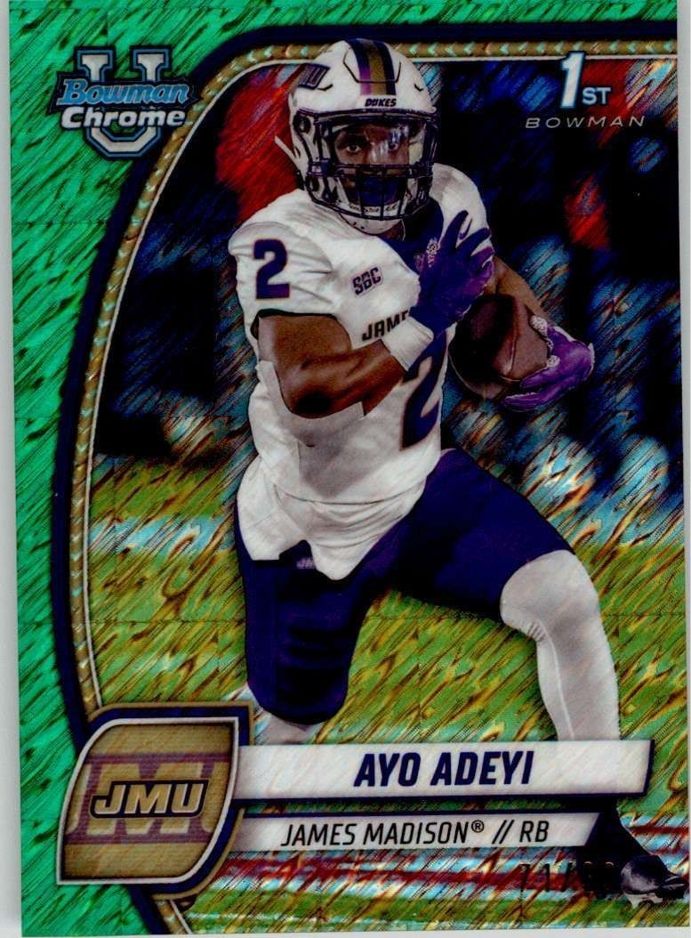 2024 Bowman University Chrome - Ayo Adeyi #18 Green Shimmer Refractor ...